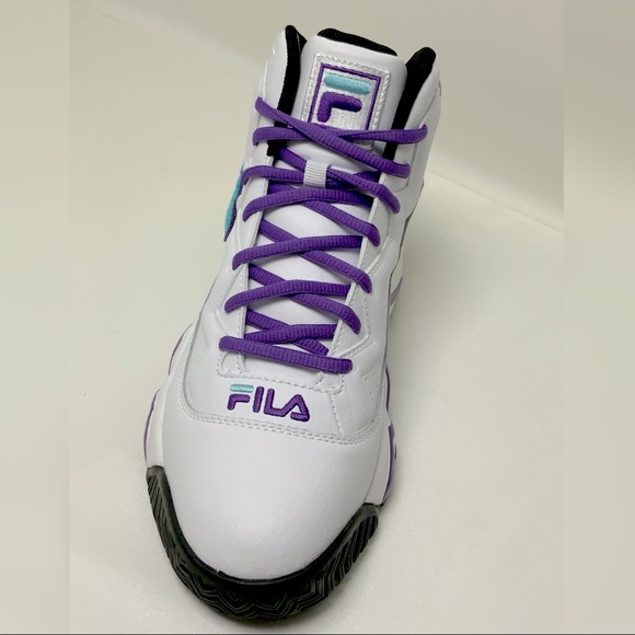 Fila | Shoes | Mens Fila Mb Chenille White Purple Turquoise Sneakers ...